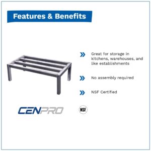 CenPro Commercial NSF Aluminum Dunnage Rack - 1,500 lb. Weight Capacity - 36"x20"x12" (28W-135)