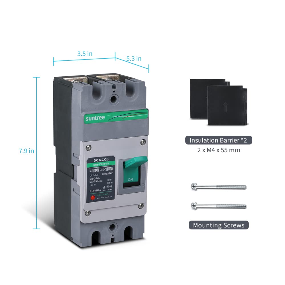 Renogy Suntree 160 Amp 2-Pole DC Circuit Breaker for Off-Grid Solar System, Molded Case