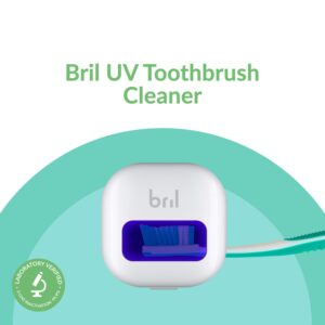 Bril UV-C Toothbrush Cleaner, Portable Brush Cover, Holder, and Travel Case for Any Size Toothbrush, White