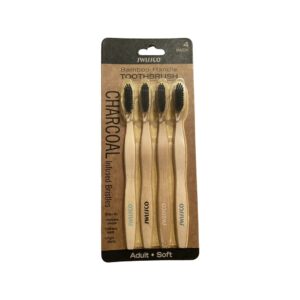 swissco bamboo handle toothbrush with charcoal infused bristles 4 pack