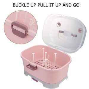 Baby Bottle Drying Rack Bottle Storage Box Portable Baby Bottle Storage Organizer with Lid for Kitchen Cabinet