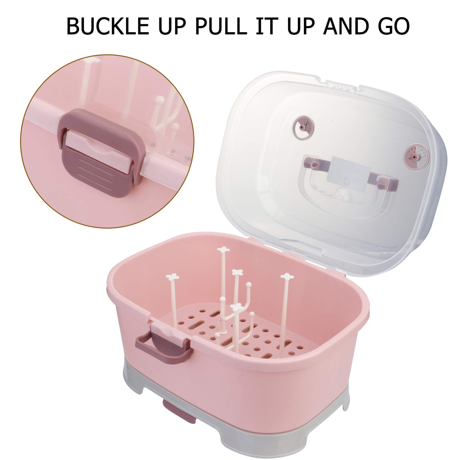 Baby Bottle Drying Rack Bottle Storage Box Portable Baby Bottle Storage Organizer with Lid for Kitchen Cabinet