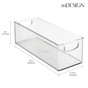 mDesign Plastic Baby Room Organizer Bin - Modern, Stackable Storage Container Box with Handles for Organizing Toys - Small Clothes and Accessories Holder - Ligne Collection - 4 Pack - Clear