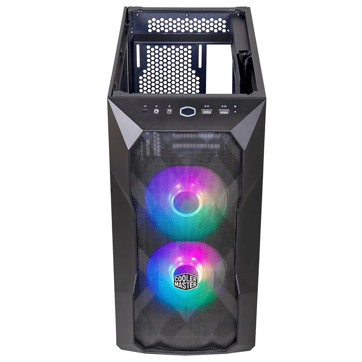 Cooler Master TD300 Mesh Micro-ATX Tower with Polygonal Mesh Front ana Removable Top Panel, ARGB/PWM Hub Tempered Glass, Dual Sickleflow PWM ARGB Lighting Fans