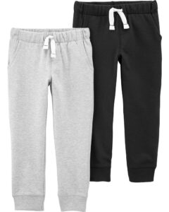 carter's toddler boys 2 pack french terry active joggers/pants (black/gray, 4t)