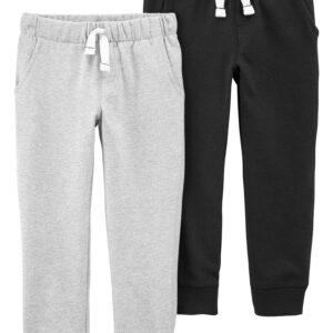 Carter's Toddler Boys 2 Pack French Terry Active Joggers/Pants (Black/Gray, 4T)