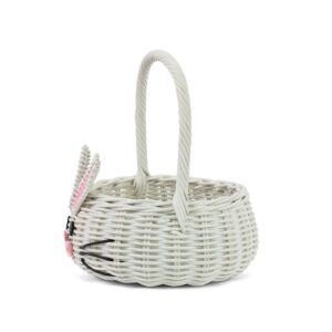 G6 COLLECTION Hand Woven Bunny Rattan Wedding Flower Girl Basket Decorative Bin Home Decor Organizer Cute Handmade Handcrafted Nursery Gift Animal Storage Decoration Easter Wicker Rabbit (Small)