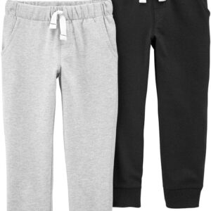 Carter's Toddler Boys 2 Pack French Terry Active Joggers/Pants (Black/Gray, 4T)