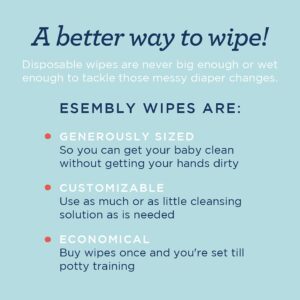 Esembly Cloth Diaper Try-It Kit (Size 1, Mist) and Esembly Wipe Up Wash Kit and 12pk Wipe Ups Bundle, Organic Cotton Reusable Diaper Wipes plus Organic No-Rinse Foaming Wipes Solution