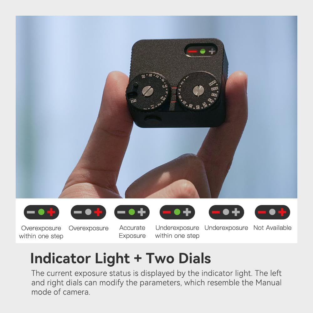 TTartisan Light Meter II, Real-time Metering Tool, Two Dial to Adjust ISO, Aperture and Shutter Speed, Compatible with Older Leicas and Similar Rangefinder Cameras