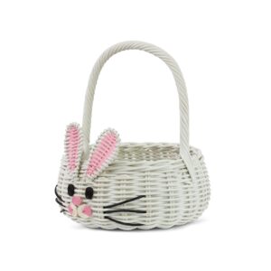 G6 COLLECTION Hand Woven Bunny Rattan Wedding Flower Girl Basket Decorative Bin Home Decor Organizer Cute Handmade Handcrafted Nursery Gift Animal Storage Decoration Easter Wicker Rabbit (Small)