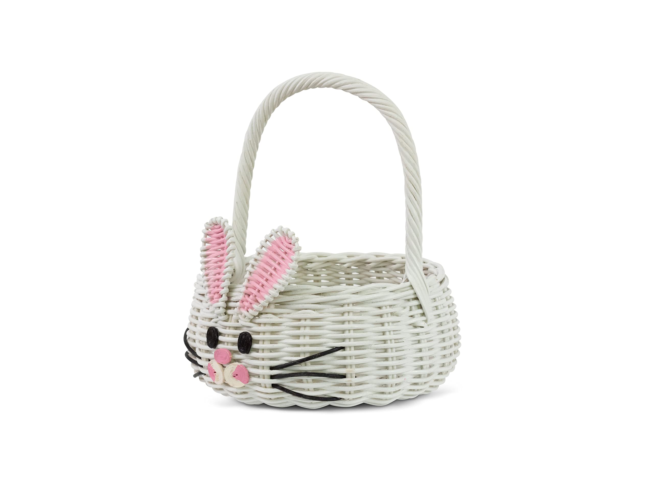 G6 COLLECTION Hand Woven Bunny Rattan Wedding Flower Girl Basket Decorative Bin Home Decor Organizer Cute Handmade Handcrafted Nursery Gift Animal Storage Decoration Easter Wicker Rabbit (Small)