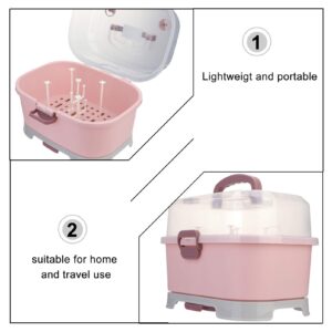 Baby Bottle Drying Rack Bottle Storage Box Portable Baby Bottle Storage Organizer with Lid for Kitchen Cabinet