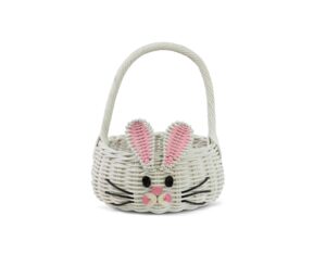 g6 collection hand woven bunny rattan wedding flower girl basket decorative bin home decor organizer cute handmade handcrafted nursery gift animal storage decoration easter wicker rabbit (small)