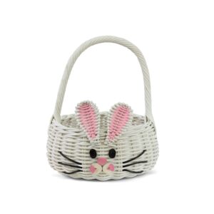 G6 COLLECTION Hand Woven Bunny Rattan Wedding Flower Girl Basket Decorative Bin Home Decor Organizer Cute Handmade Handcrafted Nursery Gift Animal Storage Decoration Easter Wicker Rabbit (Small)