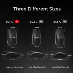 BenQ Zowie EC1-C Ergonomic Gaming Mouse | Professional Esports Performance | Lighter Weight | Driverless | Paracord Cable | 24-Step Scroll Wheel | Matte Black | Large Size