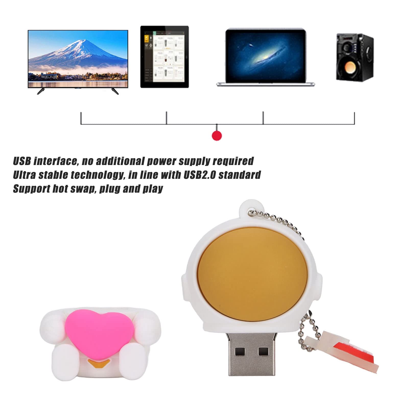 Kafuty-1 USB2.0 Flash Drive,16GB-128GB Memory Stick Storage Thumb Pen Drive,Astronaut Shaped Cute Cartoon USB Flash Drive,Portable U Disk for Tablet PC(128GB)