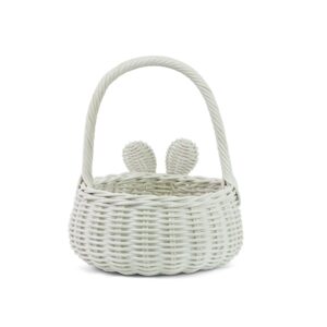 G6 COLLECTION Hand Woven Bunny Rattan Wedding Flower Girl Basket Decorative Bin Home Decor Organizer Cute Handmade Handcrafted Nursery Gift Animal Storage Decoration Easter Wicker Rabbit (Small)