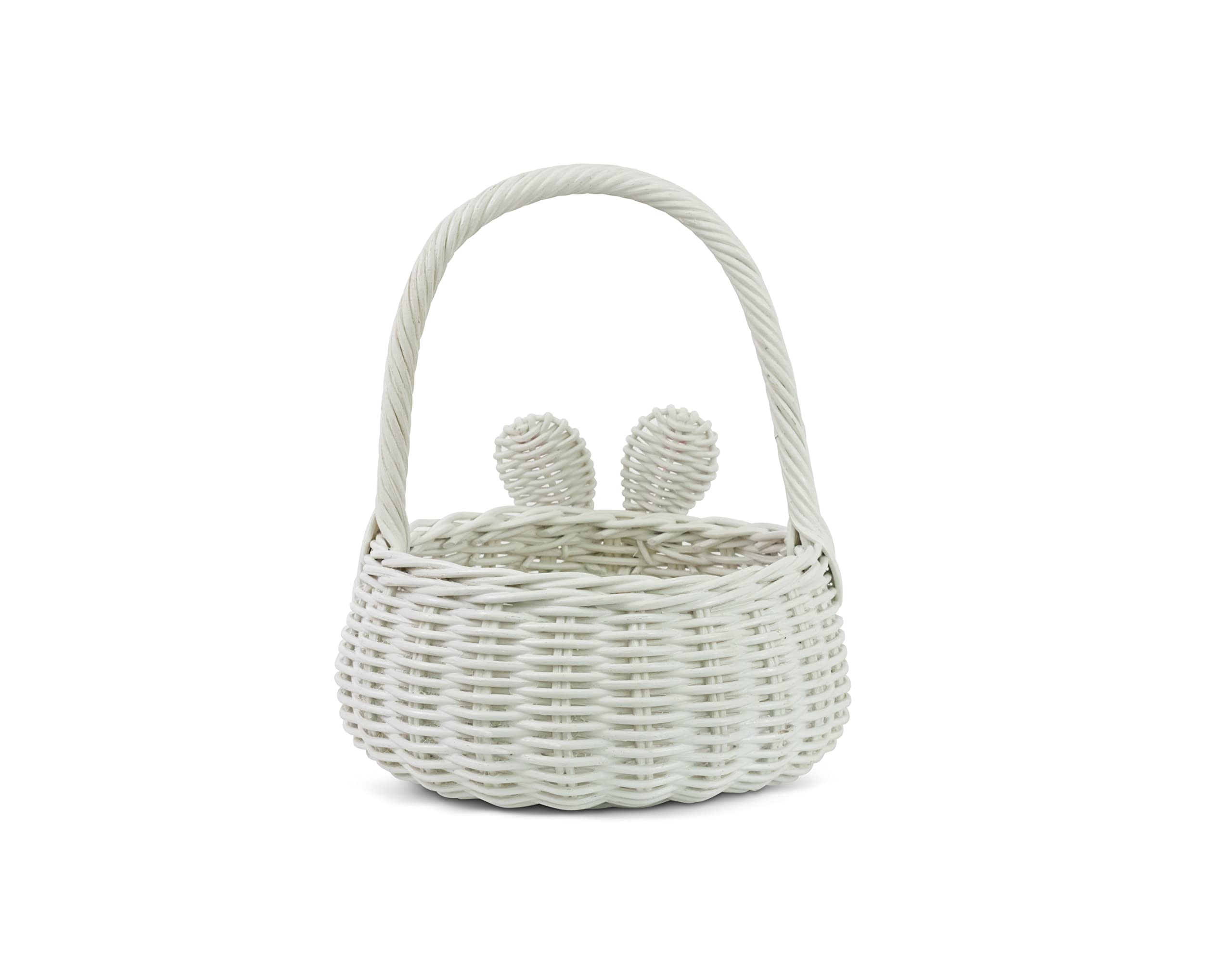 G6 COLLECTION Hand Woven Bunny Rattan Wedding Flower Girl Basket Decorative Bin Home Decor Organizer Cute Handmade Handcrafted Nursery Gift Animal Storage Decoration Easter Wicker Rabbit (Small)