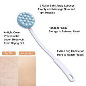 oneleaf Lotion Applicator and Massager – Handheld Long Handled Easy Reach Roll-On for Sunscreen, Cream, Shower Gel on Back, Legs and Feet