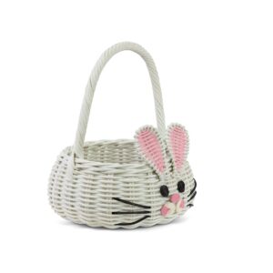 G6 COLLECTION Hand Woven Bunny Rattan Wedding Flower Girl Basket Decorative Bin Home Decor Organizer Cute Handmade Handcrafted Nursery Gift Animal Storage Decoration Easter Wicker Rabbit (Small)