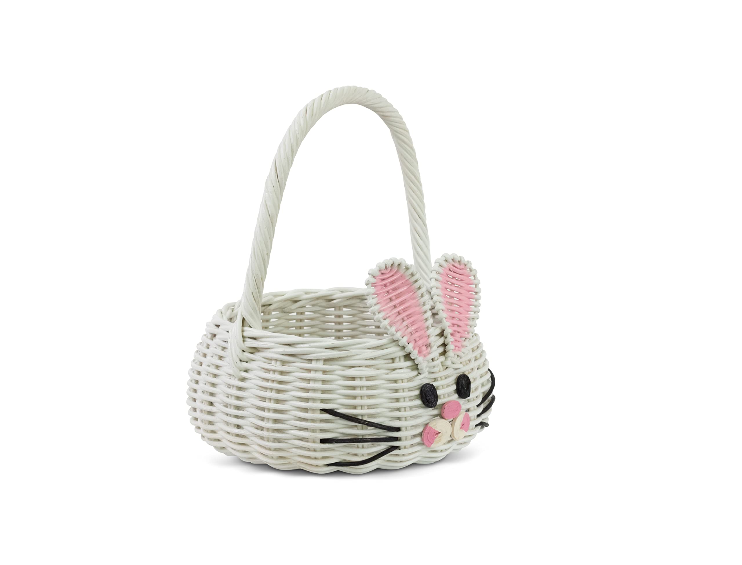 G6 COLLECTION Hand Woven Bunny Rattan Wedding Flower Girl Basket Decorative Bin Home Decor Organizer Cute Handmade Handcrafted Nursery Gift Animal Storage Decoration Easter Wicker Rabbit (Small)