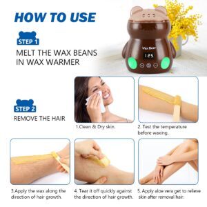 Hard Wax Beads 14oz Waxing Beads -Full Natural Painless Wax Beads Hair Removal Wax Suitable for Sensitive Skin, Bikini Wax, Face Wax, Eyebrow Wax, Underarm- Hard Wax Beans