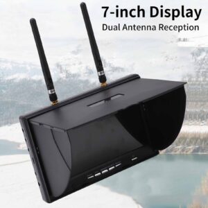 Zyyini 5.8G FPV LCD Receiver Monitor, 40Channels 7Inch LCD Screen Video Transmission Display FPV Drone Accessory Built-in Dual Receiver 600cd/m2 100-240V for FPV Drone