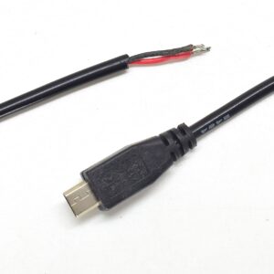 N//C 2pcs Micro USB Male Plug Cable 12inch 30cm 5V 3A 22AWG 2 Wires Power Pigtail Cable Cord DIY Black, 1 feet