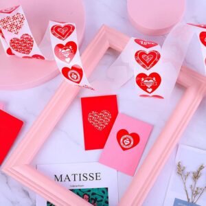 500 pcs Funky Heart roll Stickers, Love Heart Labels Valentine Stickers for Valentines Day Wedding Decoration