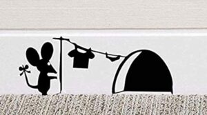 popigist 2pcs wall decals black cartoon mouse hole pattern wall sticker decor art mural baby nursery room