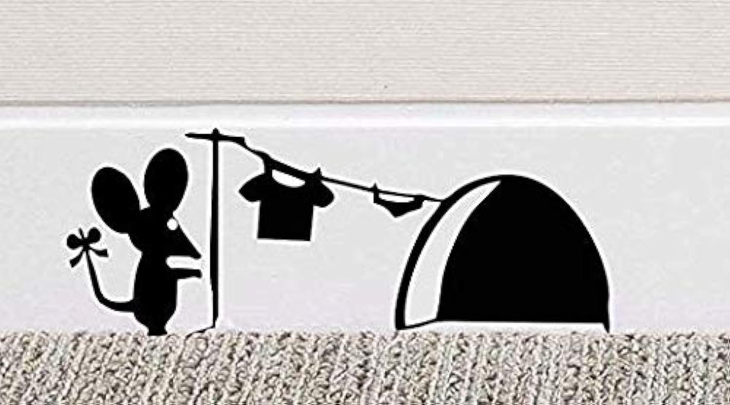 POPIGIST 2pcs Wall Decals Black Cartoon Mouse Hole Pattern Wall Sticker Decor Art Mural Baby Nursery Room