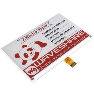 Waveshare 7.5inch E-Paper E-Ink Raw Display Compatible with Raspberry Pi 4B/3B+/3B/2B/B+/A+/Zero/Zero W/WH/Zero 2W Series Boards 800×480 Pixels Three-Color with SPI Interface Without PCB