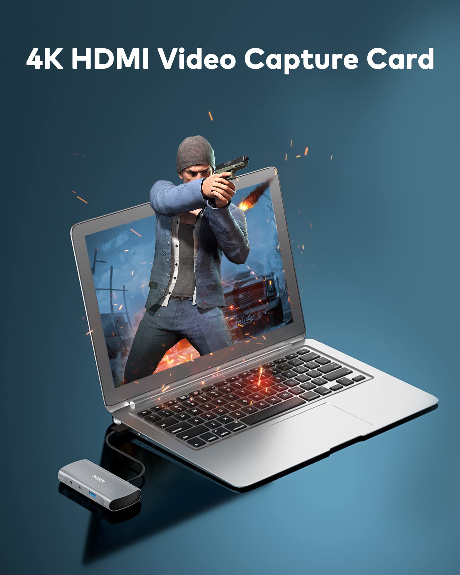 PIHEN Capture Card, Gaming Recorder Card, 1080P 60FPS HDMI to USB3.0 Video/Audio Capture Recorder Device, Compatible Windows Linux YouTube OBS OS X Twitch for PS3/4/5 Xbox One Xbox 360