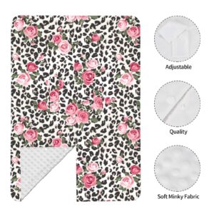 KiuLoam Pink Rose Leopard Cheetah Print Baby Car Seat Canopy, Nursing Cover Breastfeeding Scarf, Stretchy Soft Breathable Infant Carseat Cover for Babies Boys Girls