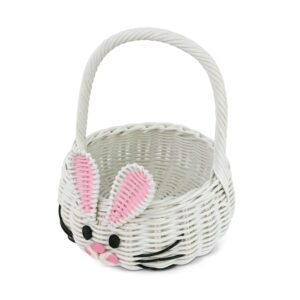 G6 COLLECTION Hand Woven Bunny Rattan Wedding Flower Girl Basket Decorative Bin Home Decor Organizer Cute Handmade Handcrafted Nursery Gift Animal Storage Decoration Easter Wicker Rabbit (Small)