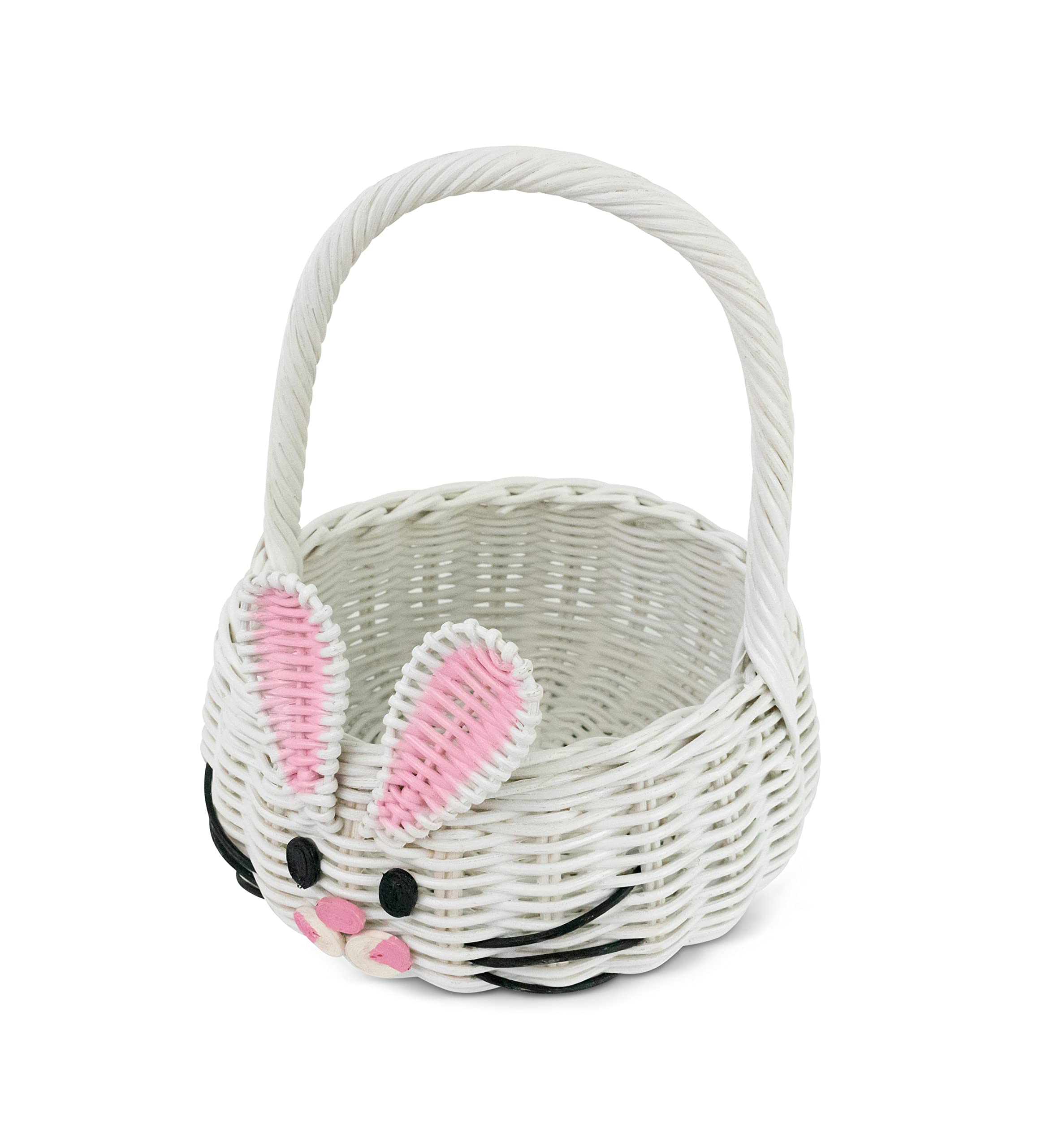 G6 COLLECTION Hand Woven Bunny Rattan Wedding Flower Girl Basket Decorative Bin Home Decor Organizer Cute Handmade Handcrafted Nursery Gift Animal Storage Decoration Easter Wicker Rabbit (Small)