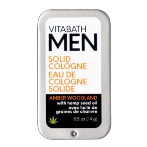 vitabath men's solid cologne invigorating crisp cool water & white woods all over lasting amber & woodland fragrance with skin-loving natural beeswax & hemp - 0.5 oz