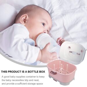 Baby Bottle Drying Rack Bottle Storage Box Portable Baby Bottle Storage Organizer with Lid for Kitchen Cabinet