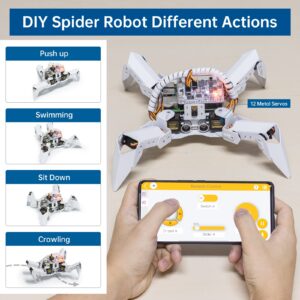 SunFounder PiCrawler AI Robot kit for Raspberry Pi, Robot HAT, Camera Module, Multi-Function DIY Bionic Robots for Students and Adults, Batteries Included (Raspberry Pi NOT Included)