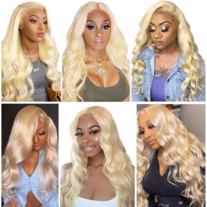 AGIWAT Blonde Lace Front Wigs Human Hair 13x4 Body Wave 613 HD Transparent Lace Front Wig Human Hair Pre Plucked with Baby Hair 150% Density Brazilian Virgin Lace Frontal Wigs 20 inch