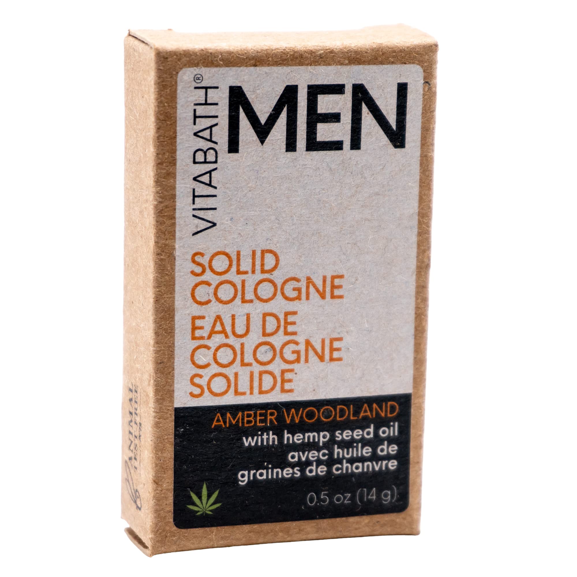 Vitabath Men's Solid Cologne Invigorating Crisp Cool Water & White Woods All Over Lasting Amber & Woodland Fragrance with Skin-Loving Natural Beeswax & Hemp - 0.5 oz