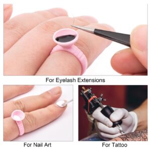 Lash Glue Cup, 300PCS Eyelash Glue Holder, Lash Glue Rings for Eyelash Extension Supplies, Pink Lashes Ring Cup, Makeup Rings for Nail Art, Lash Extension Supplies, Lash Artist Tools