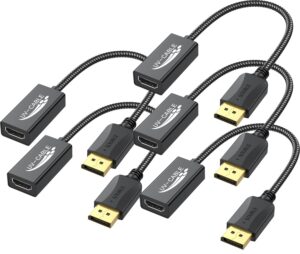 displayport to hdmi adapter 4k, 5-pack, display port dp to hdmi adapter cable male to female compatible with computer, monitor, tv, projector (5, black)