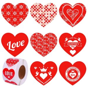 500 pcs Funky Heart roll Stickers, Love Heart Labels Valentine Stickers for Valentines Day Wedding Decoration