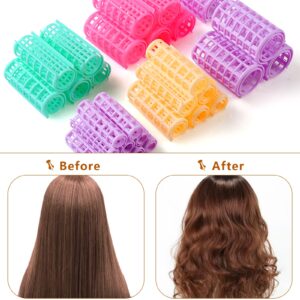 30 Pieces Snap on Plastic Hair Rollers Curlers Hairdressing Rollers for Short Long Hair Self Holding Rollers No Heat Curlers for DIY Hairdressing Hair(5 Sizes)