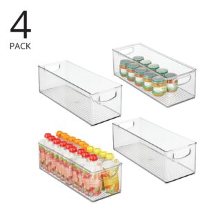 mDesign Plastic Baby Room Organizer Bin - Modern, Stackable Storage Container Box with Handles for Organizing Toys - Small Clothes and Accessories Holder - Ligne Collection - 4 Pack - Clear