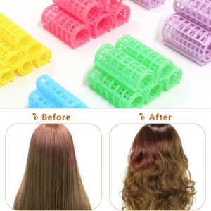 30 Pieces Snap on Plastic Hair Rollers Curlers Hairdressing Rollers for Short Long Hair Self Holding Rollers No Heat Curlers for DIY Hairdressing Hair(5 Sizes)