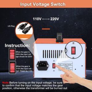 BINGENUO 3000 Watt Voltage Converter Transformer with LCD Display - Heavy Duty AC Step Up/Down Voltage Transformer 220 to 110/110 to 220 Power Converter with Circuit Breaker 4 Outlets - CE Certified