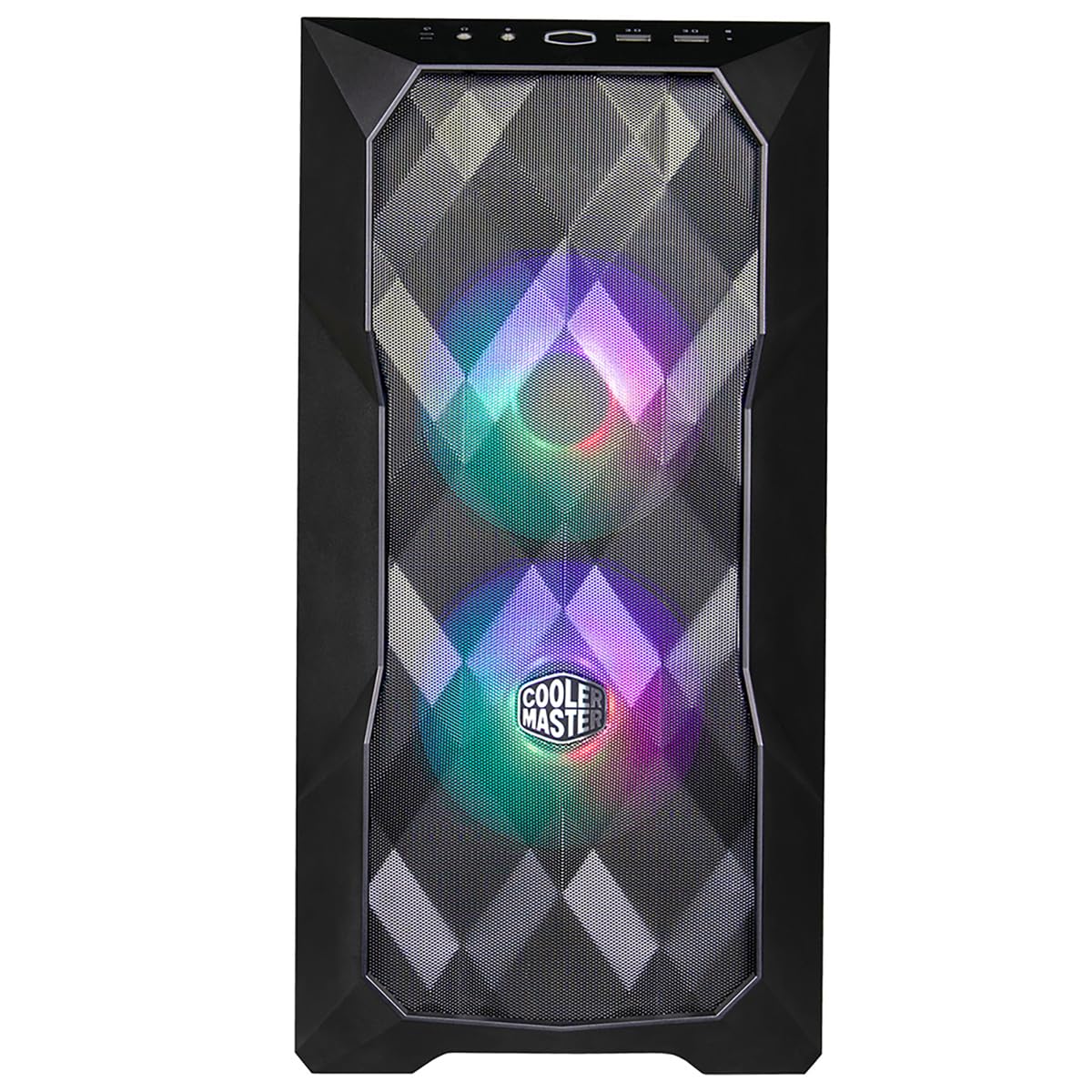 Cooler Master TD300 Mesh Micro-ATX Tower with Polygonal Mesh Front ana Removable Top Panel, ARGB/PWM Hub Tempered Glass, Dual Sickleflow PWM ARGB Lighting Fans